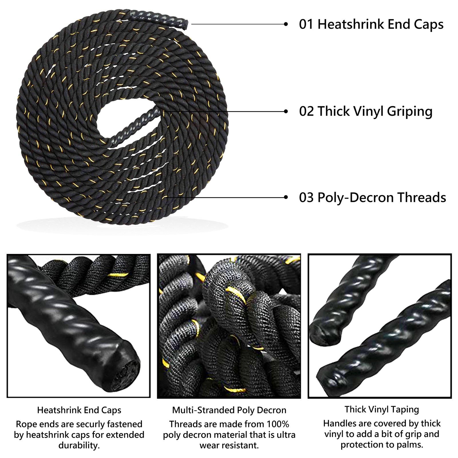 METEOR Battle Rope Battling Rope 9m,12m,15m,18m Strength Crossfit ...